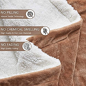 SEMECH Sherpa Throw Blanket Throw Size, Sherpa Fleece Throw Blanket Lightweight, Reversible Sherpa Blanket Machine Washable, 50" x 60", Tannin