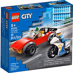 LEGO City Police Bike Car Chase 60392, Toy with Racing Vehicle & Motorbike Toys for 5 Plus Year Olds, Kids Gift Idea, Set featuring 2 Officer Minifigures