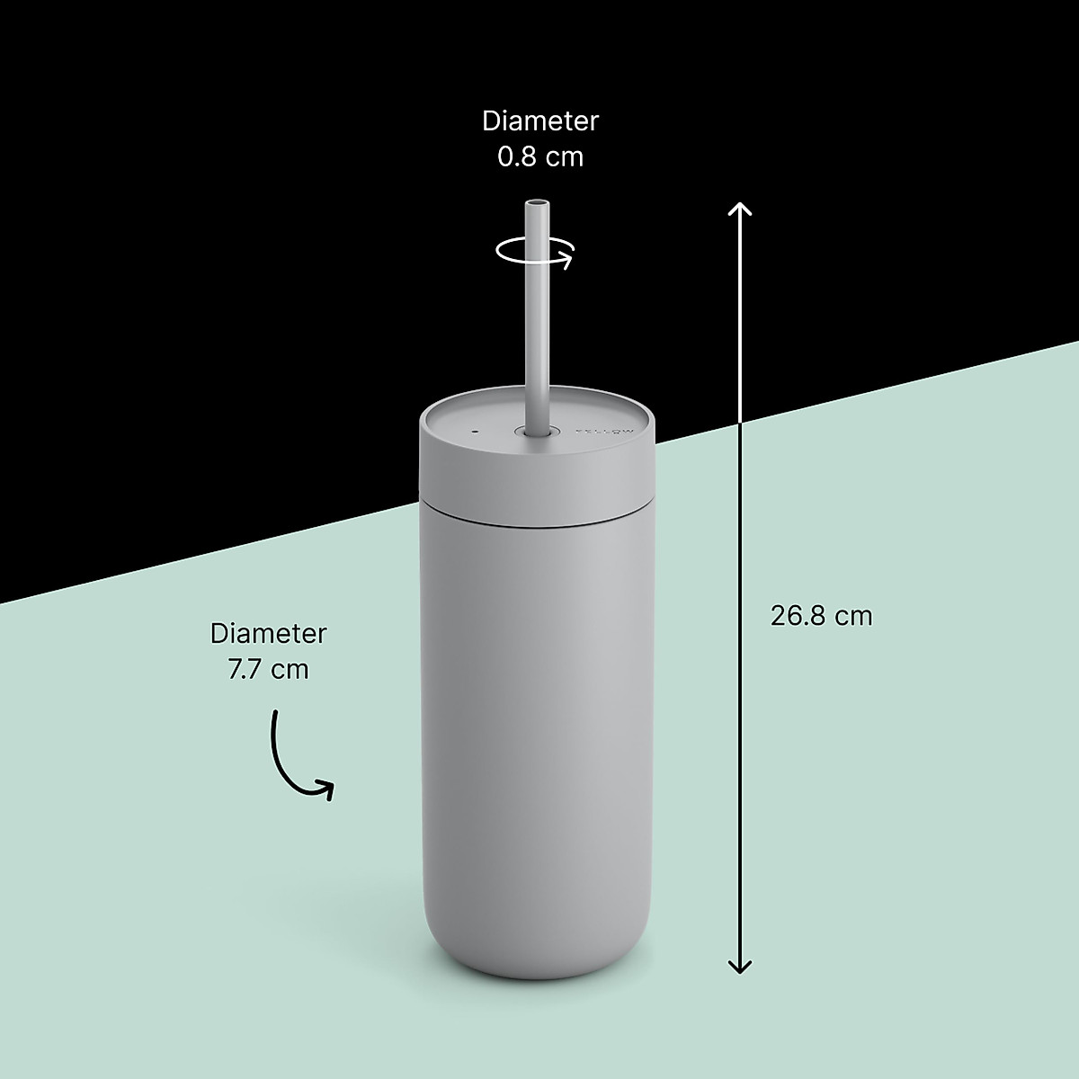 Fellow 20 oz Carter Cold Water Bottle for Water, Iced Tea, Coffee, Smoothies, Iced Coffee & more - Stainless Steel Vacuum-Insulated Iced Coffee tumbler with Spill Resistant lid and straw - Matte Grey