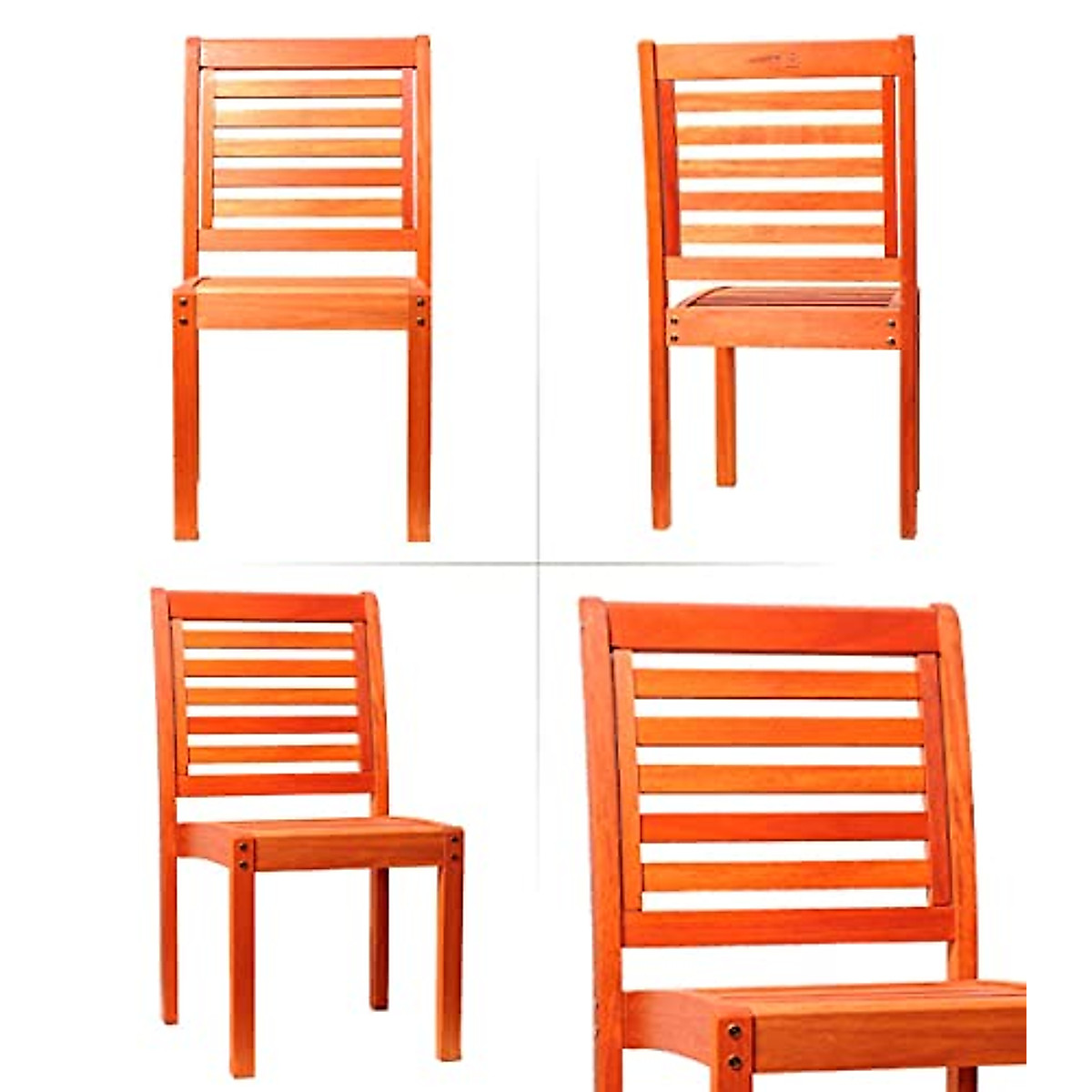 Amazonia Venice 9-Piece Outdoor Armless Square Dining Set | Eucalyptus Wood | Ideal for Patio and Indoors