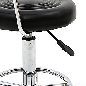 Round Shape Modern Adjustable Salon Stool Rolling Swivel Stool Chair with Back and Foot Rest Saddle Stool Chair for Drafting Work SPA Bar Beauty Massage Dental Clinic Home Office Use Black
