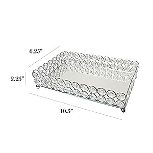 Elegant Designs HG1010-CHR Elipse Crystal Decorative Mirrored Jewelry or Makeup Cosmetic Perfume Vanity Organizer Tray, Chrome