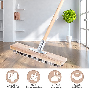 LIGEAROW Steel Brooms, 2PCS 11.8" Wire Broom Brush with Robust Metal Holder, Wire Broom Head with Socket for Wooden Handle, Metal Broom Garden Broom for Household Kitchen Catering Commercial-Silver
