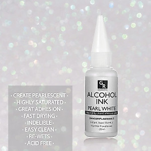 White &Pearl Alcohol Ink Set- 4 Colors for Resin Art | 2x20ml Pearl White | 2x20ml Sinking White Alcohol Based Ink