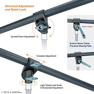 LINCO Lincostore 2.5ft to 5ft Adjustable Overhead Light Boom Arm with Universal Tripod Clamp & Counter-Weight Bag 4255K