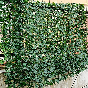 Giantex Artificial Faux Ivy Privacy Fence, 118"x59" Artificial Hedge Faux Ivy Vine Leaf Greenery Wall Screen, Decorative Trellis Fence Covering for Outdoor Porch Garden Patio