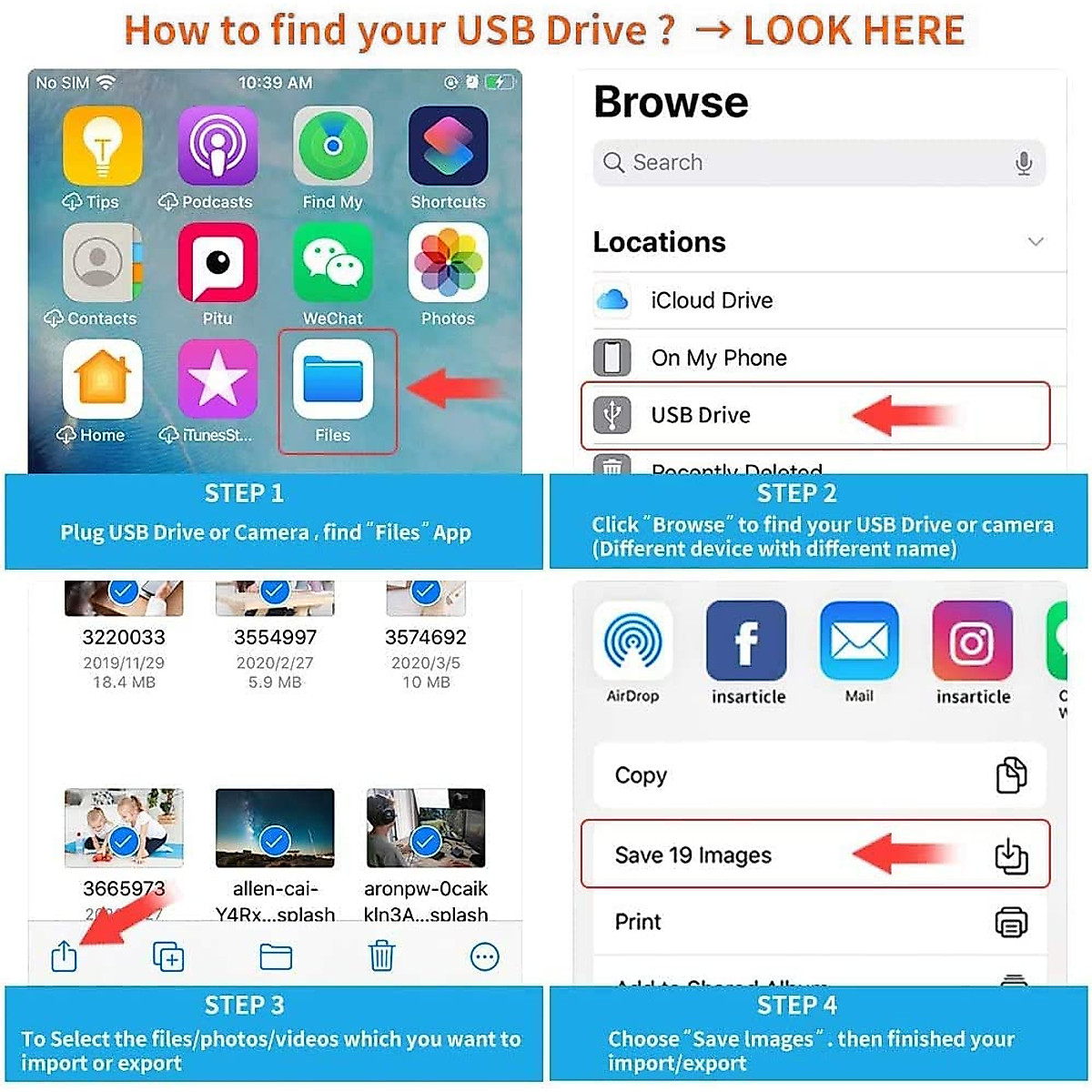 Lightning to USB Camera Adapter Apple MFi Certified Lightning Female USB 3.0 OTG Cable Adapter Compatible with iPhone/iPad, Supports Connect Camera, Card Reader, USB Flash Drive, MIDI Keyboard, Mouse
