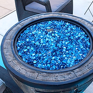 GRISUN 1/2 Inch Caribbean Blue Fire Glass Beads for Fire Pit, 20 Pounds Round Glass Rocks Teal for Natural or Propane Fireplace, Fire Pit Round Glass Safe for Outdoors and Indoors Fire Pit Glass