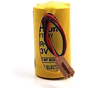 (2-Pack) BR-CCF2TH 6V Lithium Replacement Battery for Fanuc oi Mate Model-D, Panasonic Controls, PLC Computer Ge Fanuc A06 Series A98l-0001-0902, BR-CCF2TE CNC Coaster (Cutler Hammer), Brown Connector