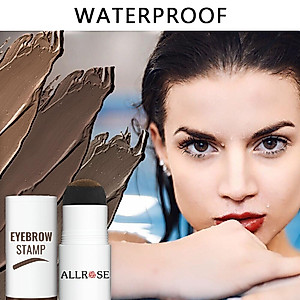 ALLROSE Eyebrow Stamp Stencil Kit - One Step Perfect 20 Eye Brow Stamping, Waterproof, Easy to Use, Brown