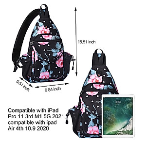 MOSISO Sling Backpack, Impatiens Crossbody Travel Hiking Daypack Chest Bag with Anti-theft Pocket, Black