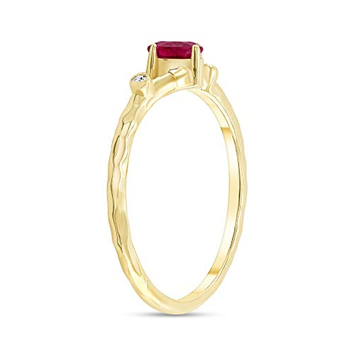 Takar Elegant 14k Gold, Diamond and Rose Gold Genuine Oval Ruby Stackable Ring Genuine Birthstone Ring, 14k Yellow GOLD Red gemstone ring for women. Gold stacking rings for Female MADE IN USA.