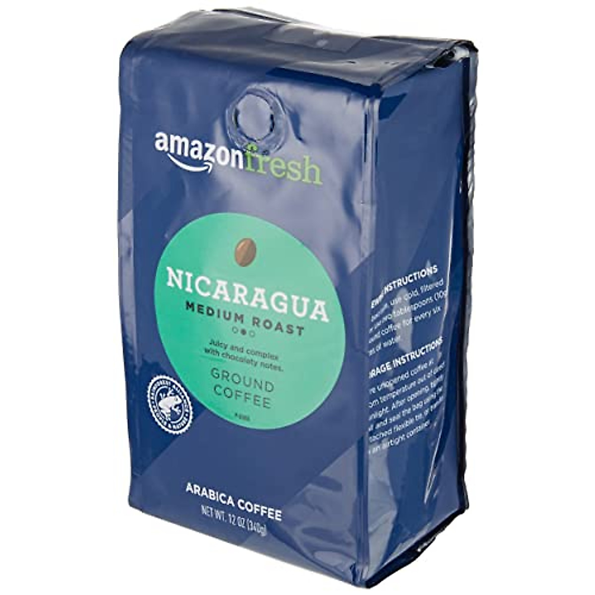 Amazon Fresh Direct Trade Nicaragua Ground Coffee, Medium Roast, 12 Ounce (Pack of 3)