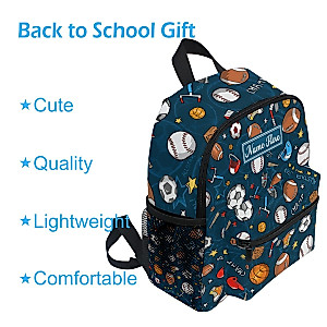 Custom Sports Football Preschool Backpack for Toddler Boy Girl School Bag for Children Personalized Camping Toddler Bookbag with Chest Strap