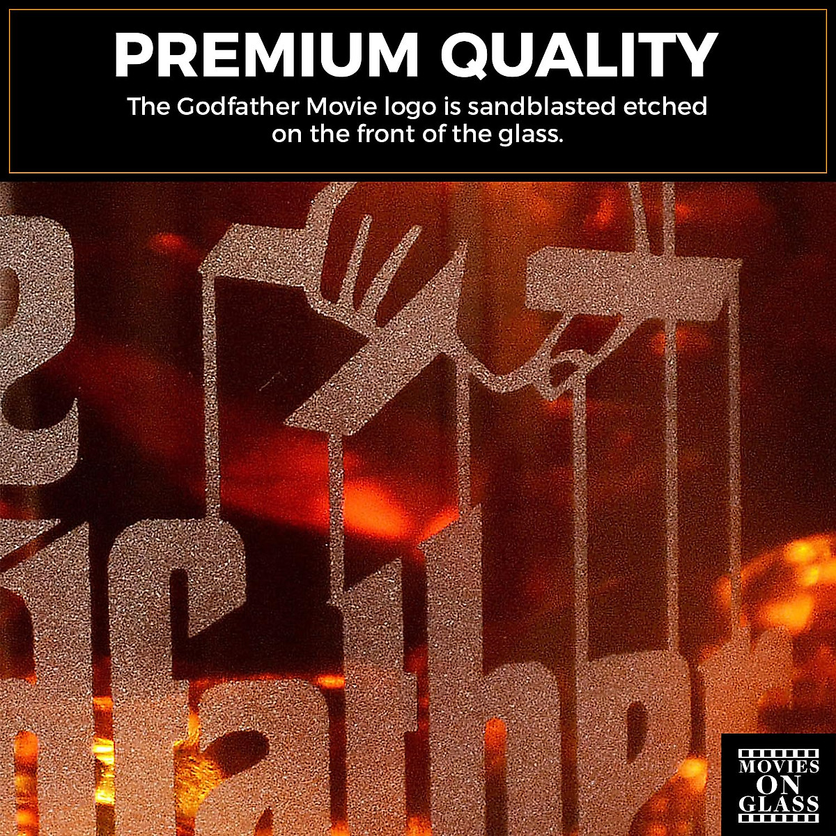 The Godfather Etched Whiskey Glass - with Logo & Quote ''I’m gonna make him an offer he can’t refuse'' - Officially Licensed, Premium Quality, Handcrafted Glassware, 11 oz. Collectible Rocks Glass