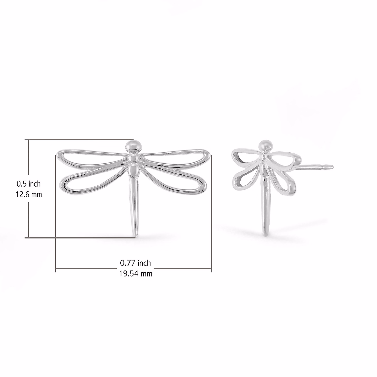 Boma Jewelry Sterling Silver Large Dragonfly Stud Earrings