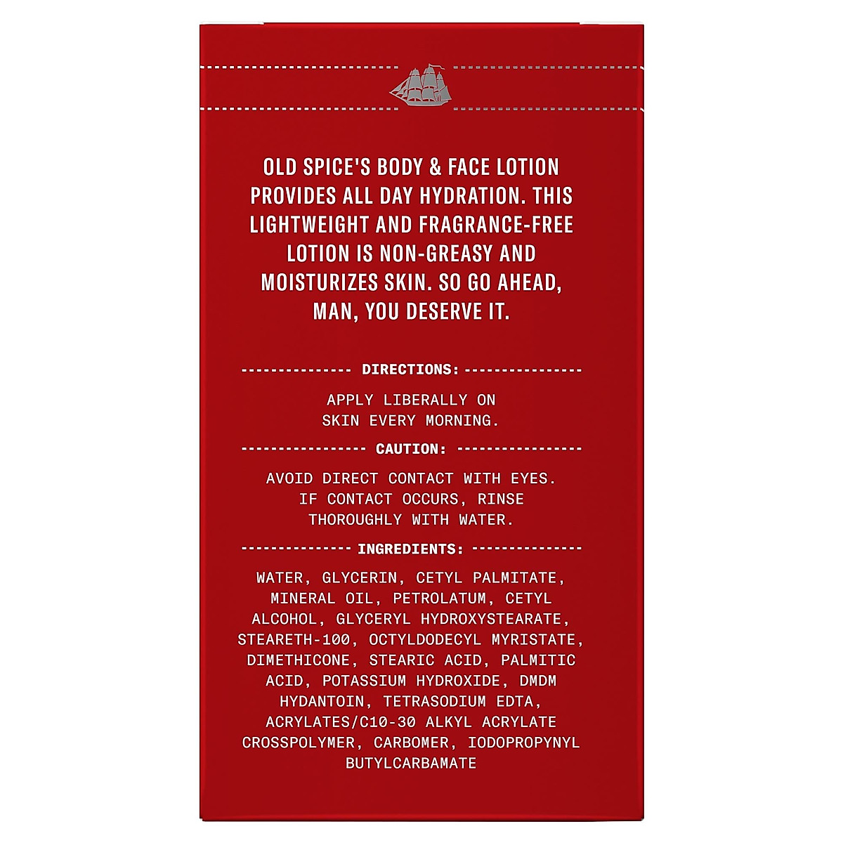 Old Spice Hydrating Body and Face Lotion, Unscented, 4 oz