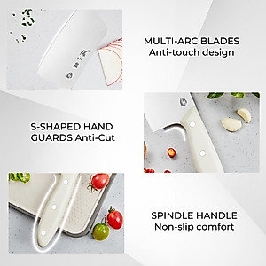 ZHANG XIAO QUAN SINCE 1628 Chinese Meat Cleaver 7.3”, Heavy Duty Chopper Knife 40Cr13 Stainless Steel for Meat Vegetable Chef Knife White