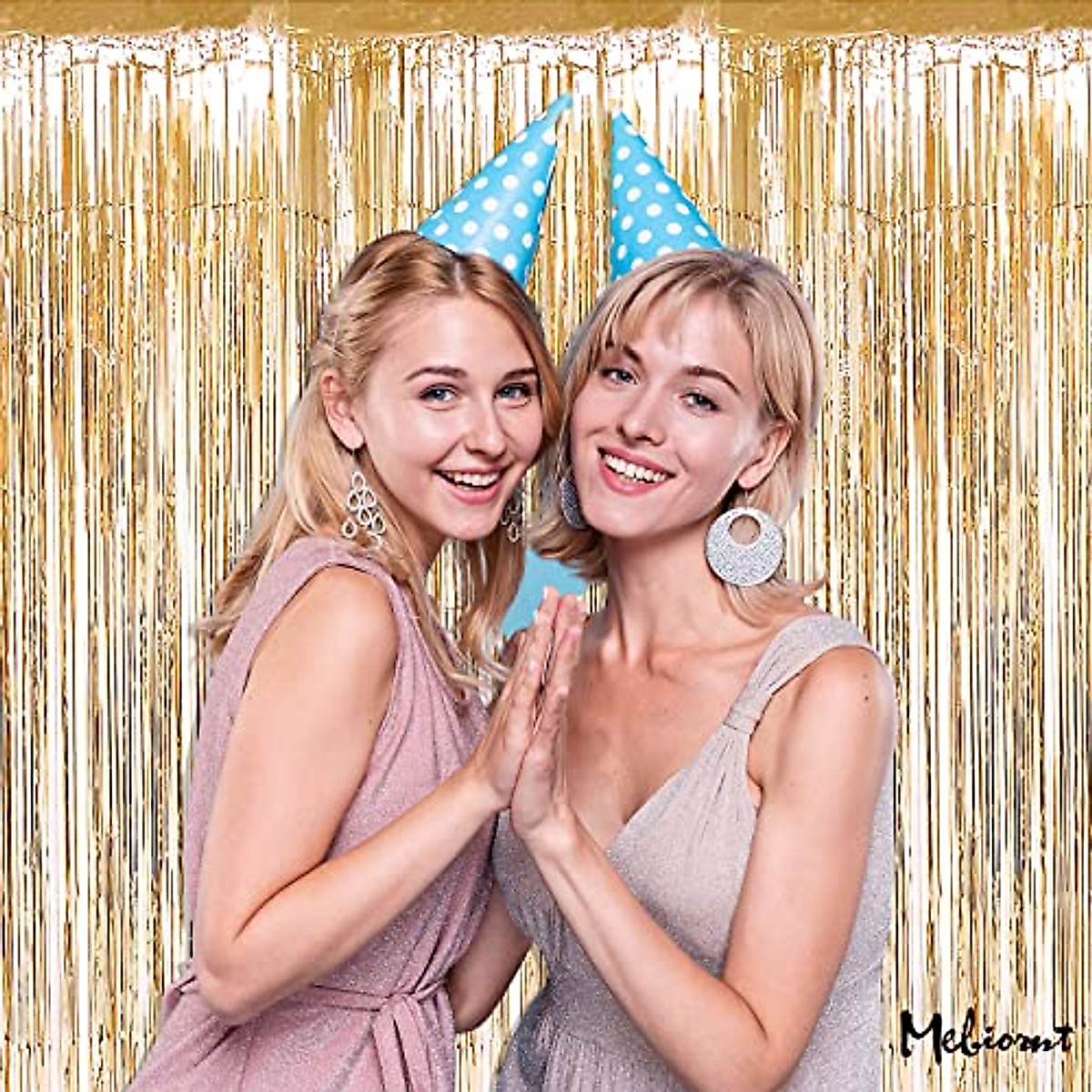 4 Pack Champagne Gold Fringe Curtain Backdrop, 3.2Ft x 6.6Ft Metallic Tinsel Foil Fringe Streamers Curtains Background for Photo Booth Birthday Baby Shower Party Thanksgiving Christmas Decorations