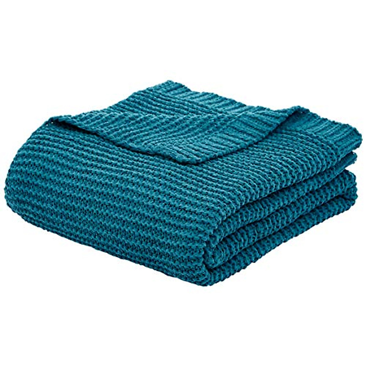 Amazon Basics Knitted Chenille Throw Blanket - 60 x 80 Inches, Teal