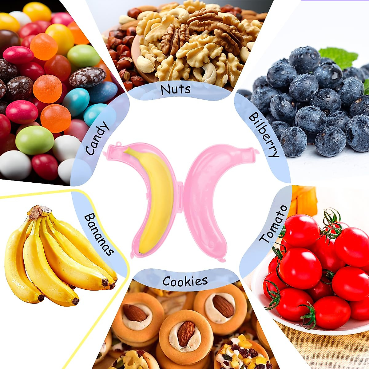 IBEQUEM 4Pcs Banana Case, Reusable Banana Container BPA-Free, Cute Banana Protector Storage Box Container for Lunch Fruit, Plastic Banana Keeper Holder for Outdoor Travel (Yellow, Pink)