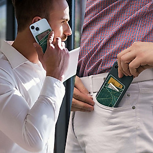 TIHYWR Leather Phone Card Holder Phone Wallet, Stick Back Phone Wallet Sticker Stylish Phone Case Credit Card Holder, Suitable for iPhone, Samsung, Android and Most Smart Phones. Rose Gold Leaf