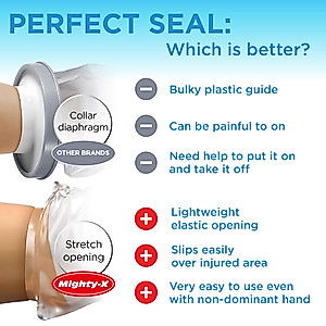 Mighty-X 100% Waterproof Cast Covers for Shower Arm Adult - [Watertight Seal] - 3pk Reusable Cast Protectors - Half Arm Cast Bags for Shower Arm