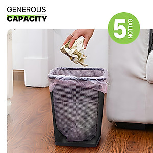 Magshion 5 Gallon Small Mesh Trash Can, Open-Top Metal Garbage Bin Container, Trash Wastebasket for Kitchen, Bathroom, Bedroom and Outdoor, Black