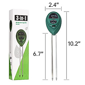 2 Packs Soil Moisture Meter, 3 in 1 Soil Tester Tool, Plant Water Monitor, Soil Hygrometer Sensor for Gardening, Farming, Indoor and Outdoor Plants, No Batteries Required (Black & Green)
