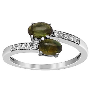 Dual Stone 925 Sterling Silver Tanzanite Gemstone Side Stone Women Ring (8.5)