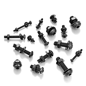 PGMJ 1500 Pcs M2/M3/M4/M5 Hex Screws Nuts Washers Kit - 12.9 Grade Black Alloy Steel Metric Screw and Bolt Assortment Set for Wood Working Hardware (Button Head)