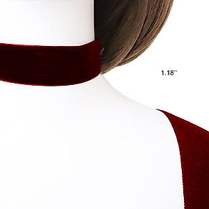 iuviwey Versatile Red Velvet Choker Set - 6-Piece Variety Pack of Adjustable Necklaces - Classic to Bold Widths for Every Style (Claret Red)