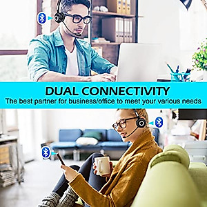 Heroanky Bluetooth Headset, Car Wireless Headset with Microphone Charging Base, Trucker Bluetooth Headset V5.0 Noise Canceling Hands Free Headphone for Home Office Call Center Skype