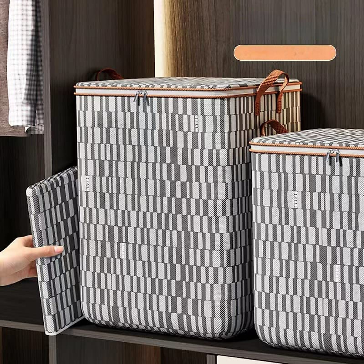 WEERSHUN Large Capacity Folding Clothes Storage Bag Portable Closet With Handle Zipper Storage Bag Can be Used to Organize Clothes Quilts Shoes Blankets (180L)