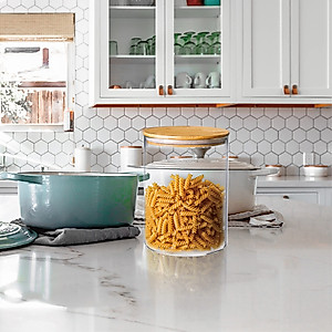 INCETUE 3000ML / 100 FL Oz Glass Storage Jar with Wood Lid, Stackable Clear Cylinder Bottle Canister Pantry Jar with Air Tight Bamboo Lid for Food, Coffee, Flour, Sugar, Spaghetti, Herb, Cookie, Tea