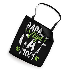 Vegan Cat Mom Cool Badass Mama Paw Print Kitten Lover Mother Tote Bag