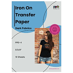 PPD Inkjet PREMIUM Iron-On Dark T Shirt Transfers Paper LTR 8.5x11" pack of 10 Sheets (PPD004-10)