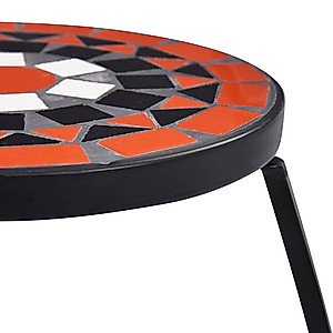 VRAXO Mosaic Tables 3 pcs Terracotta and White Ceramic,Plant Stands-24.42lbs