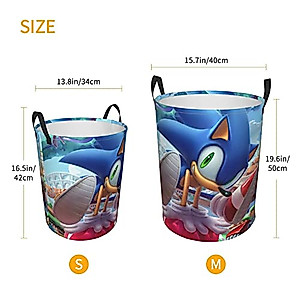 ZHANGJQ Soni_c Hedg-ehog Laundry Hamper Large Laundrys Basket Waterproof Foldable with Handles 62L Round Storage Bag,Bathroom/Bedroom/Dorm