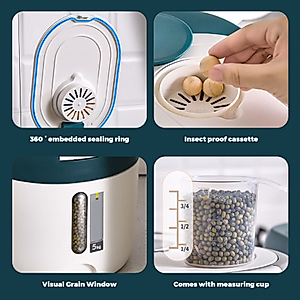 Rice Storage Container, 5KG Sealed Rice Dispenser with Measuring Cup, BPA-Free Cereal Storage Containers for Soybean Corn Kitchen Pantry Organization, Cereal Containers