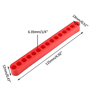 LDEXIN 20Pcs 15 Holes Hex Shank Screwdriver Bit Holder, Plastic Screwdriver Head Storage Case, Drill Bit Storage Case, Screwdriver Head Holder Organizer Fit for 1/4 Inch Hex Shank, Red