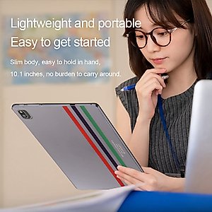 ICRPSTU 2 in 1 Tablet, 10.1 Inch Tablet 8GB 256GB 8MP 16MP 100‑240V 4G Network USB C Charge with Keyboard to Work for Android 12 (US Plug)