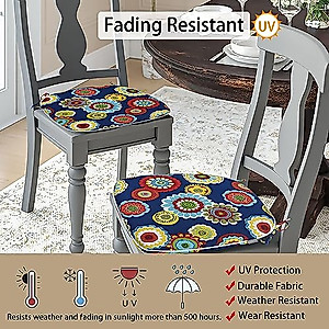 Magpie Fabrics Outdoor/Indoor 17"x16"x2" Chair Cushions with Ties Set of 2, Waterproof All Weather U-Shape Seat Pads Decoration for Patio Garden Furniture Home Office (Heronsbill Navy)