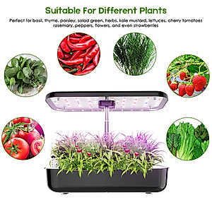 Hydroponics Growing System, EZORKAS 12 Pods Indoor Herb Garden Starter Kit with LED Grow Light, Smart Germination Kit Garden Planter for Family Home Kitchen with Cycle Timing Function