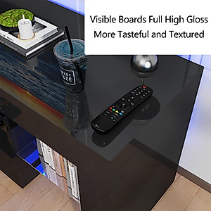 Uspeedy 70in TV Stand for 75/80 inch TV,Modern LED TV Stand for Living Room,Black TV Stand,High Gloss TV Entertainment Center with Storage Drawer,APP RGB Light,TV Console(71in Black)