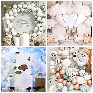 RUBFAC 87pcs White Balloons Different Sizes 18 12 10 5 Inches for Garland Arch, Premium Party Latex Balloons for Birthday Party Wedding Anniversary Baby Shower Party Decoration