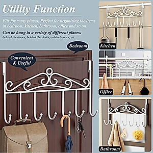 Youdepot Over The Door Hook,Over Door Coat Rack,Over Door Towel Rack,Door Hooks,Door Hanger Hook of Bathroom,Clothes,Belt, Hat,Behind Back of Bathroom, Towel Hanger 7 Hooks,White.