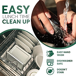 Umami Stainless Steel Bento Box Adult w/Fork & Divider, Microwave Safe (Yes!) & Dishwasher Safe, 100% Leakproof, Large Stainless Steel Metal Lunch Container for Adults