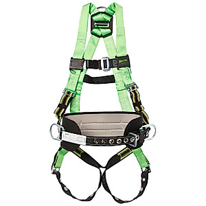 Honeywell Miller by Honeywell P950-77/UGN Duraflex Python Full-Body Ultra Harness with tongue Buckle Leg Straps and tool Belt Loops, Universal, Green