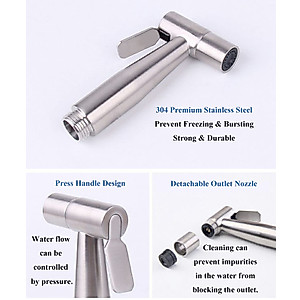 Handheld Bidet Sprayer for Toilet, Decohomeforu Stainless Steel Bathroom Bidet Sprayer Set, Adjustable Water Pressure Control with Bidet Hose, Wall Mount Brushed Nickel Bidet Toilet Diaper Sprayer Kit